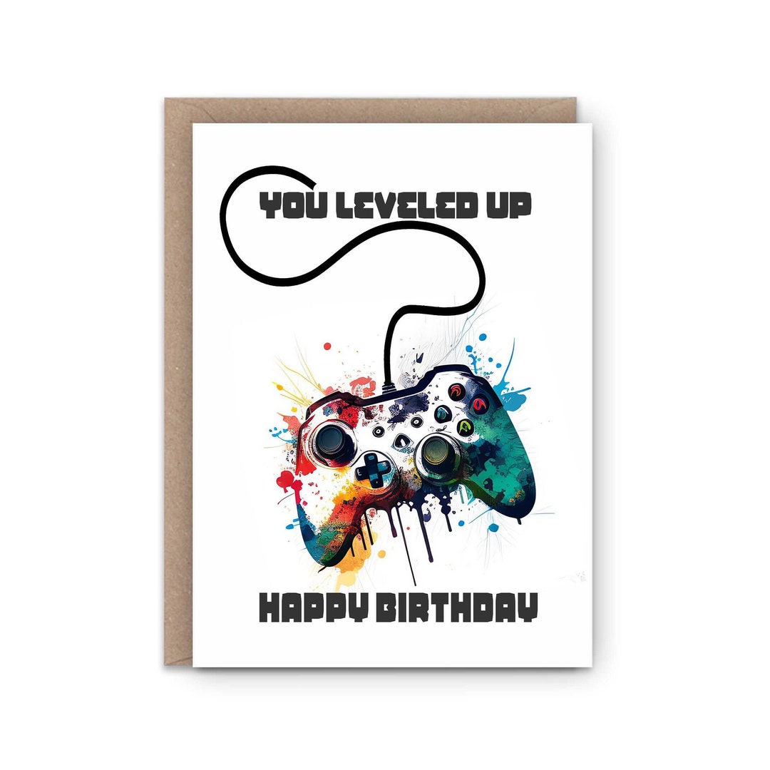 You Leveled up | Gamer | Birthday Card | Encouragement | Blank Cards ...