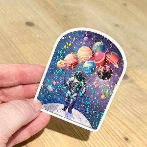 Astronaut on the Moon | Holographic Glossyvinyl Sticker | Space ...
