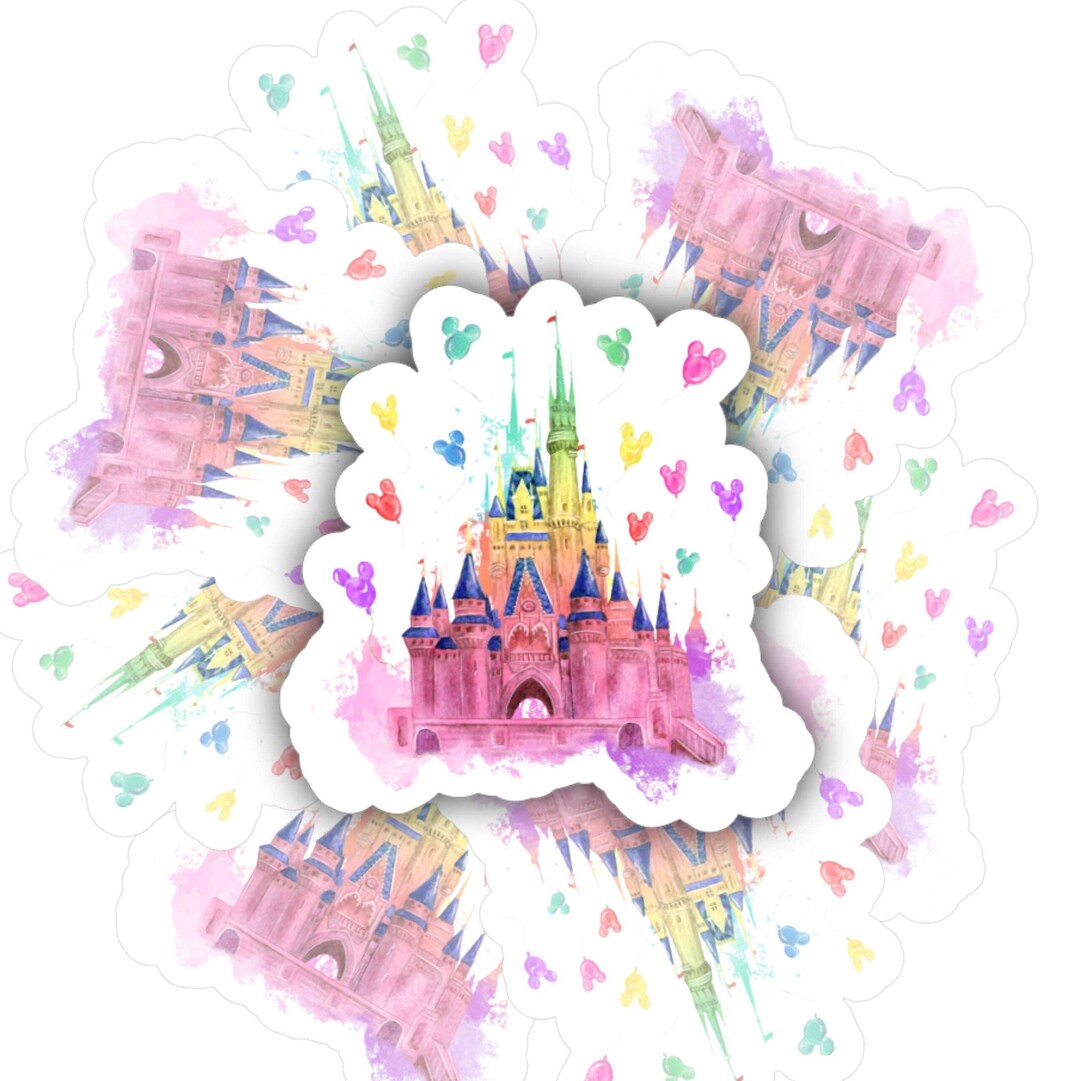 Watercolor Castle | Magic Kingdom | Sparkle Holographic Sticker ...