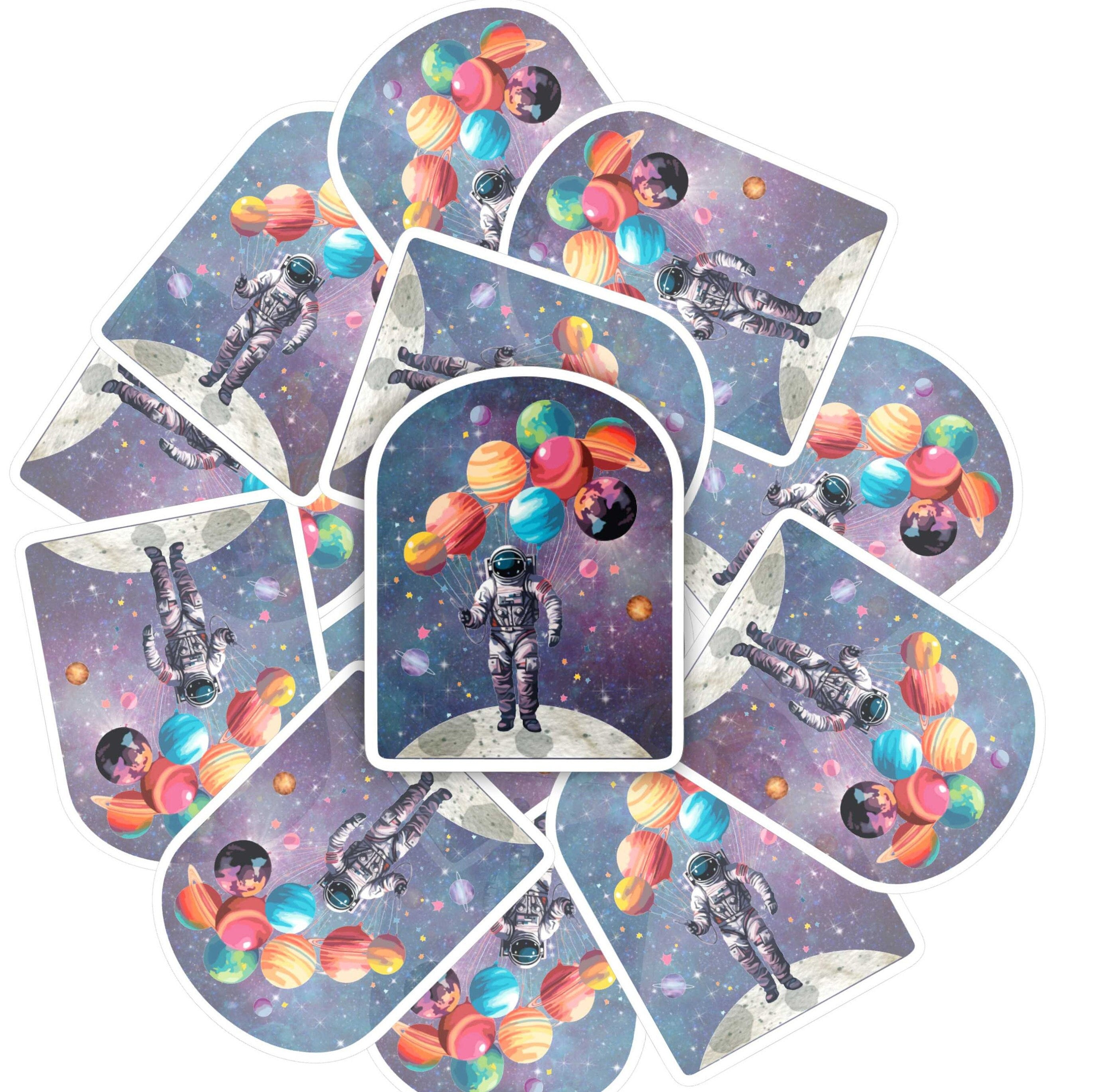 Astronaut on the Moon | Holographic Glossyvinyl Sticker | Space ...