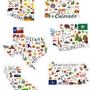 States | Vinyl Sticker | Florida | Texas | Water Bottle, Laptop ...