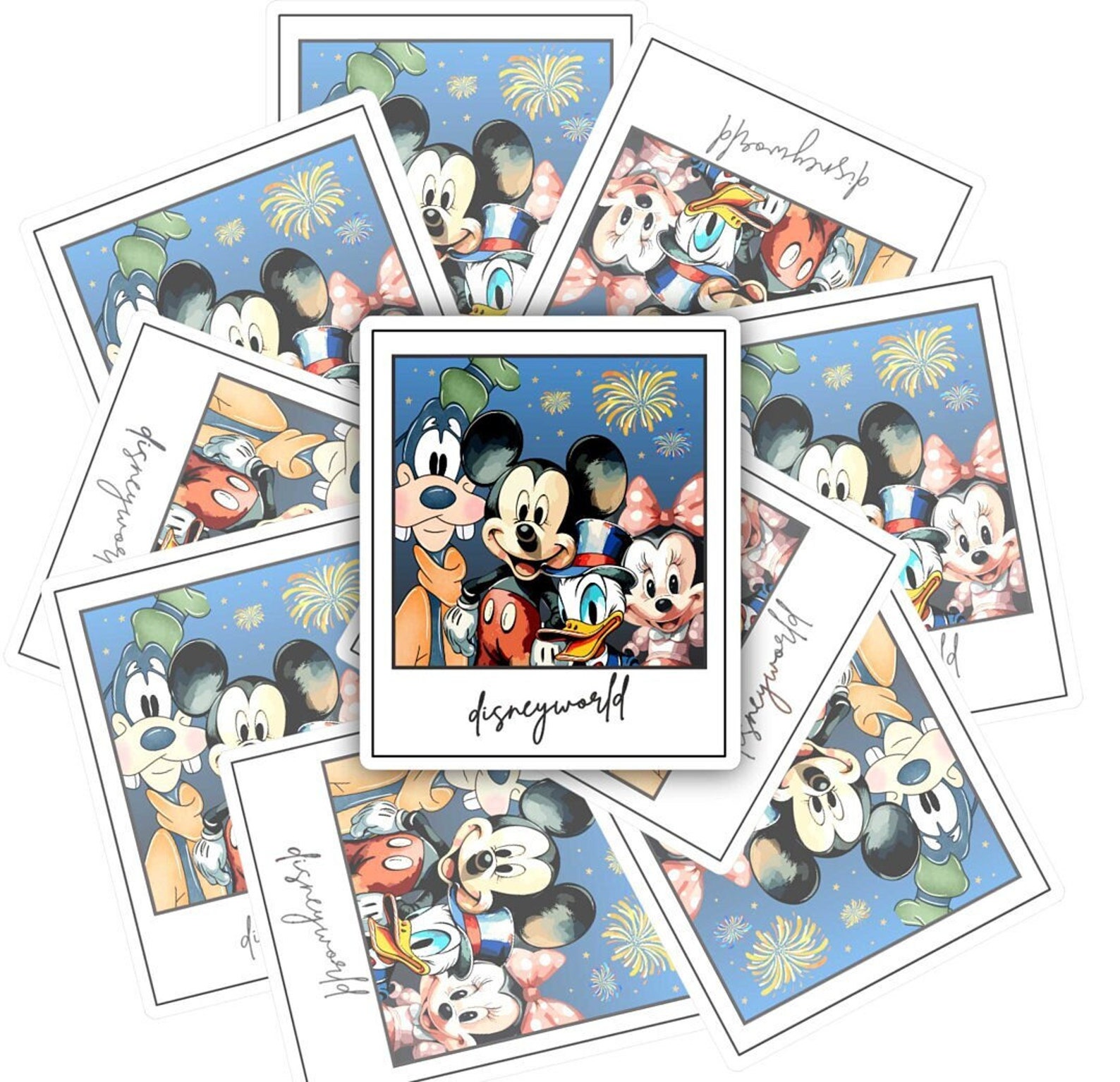 Disneyworld Mickey and Friends Polaroid Vinyl Sticker Water Bottle, Car ...