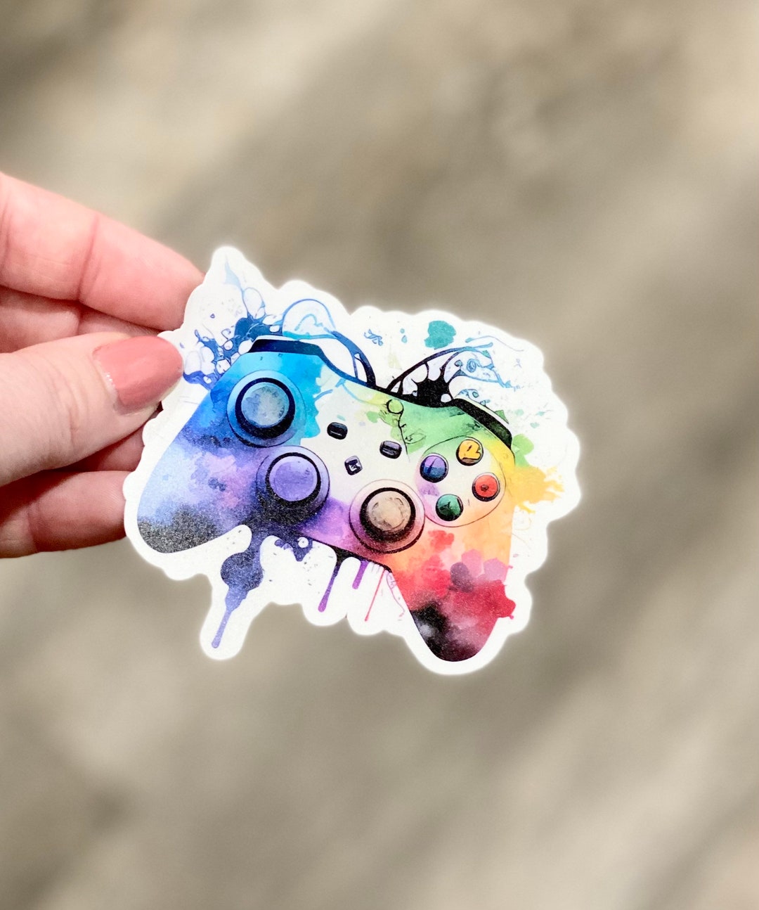 Water Color Gamer Remote Vinyl Sticker Water Bottle Car - Etsy