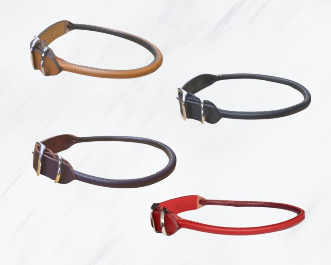 Rolled Leather Dog Collar: the Classic USA Made, Nickel Hardware - Etsy