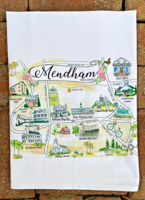 Mendham NJ Map Flour Sack Kitchen Towel - Etsy