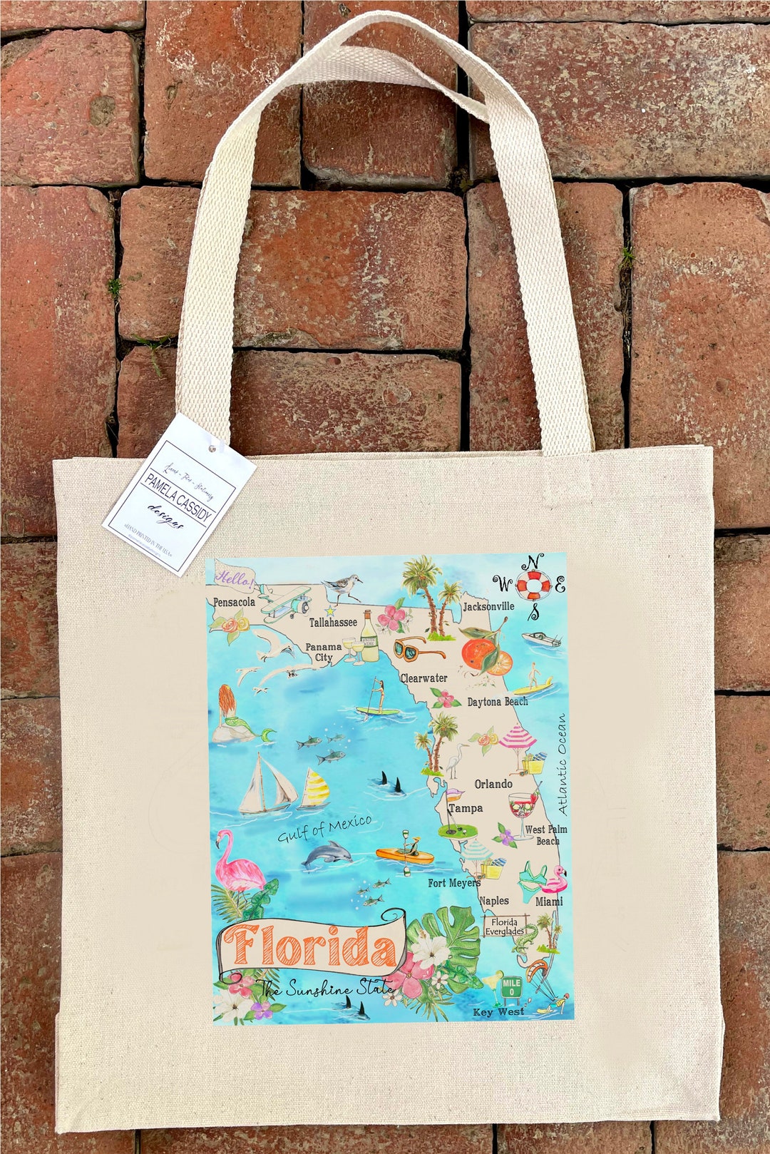 Florida State Map Icon Canvas Tote Bag - Etsy