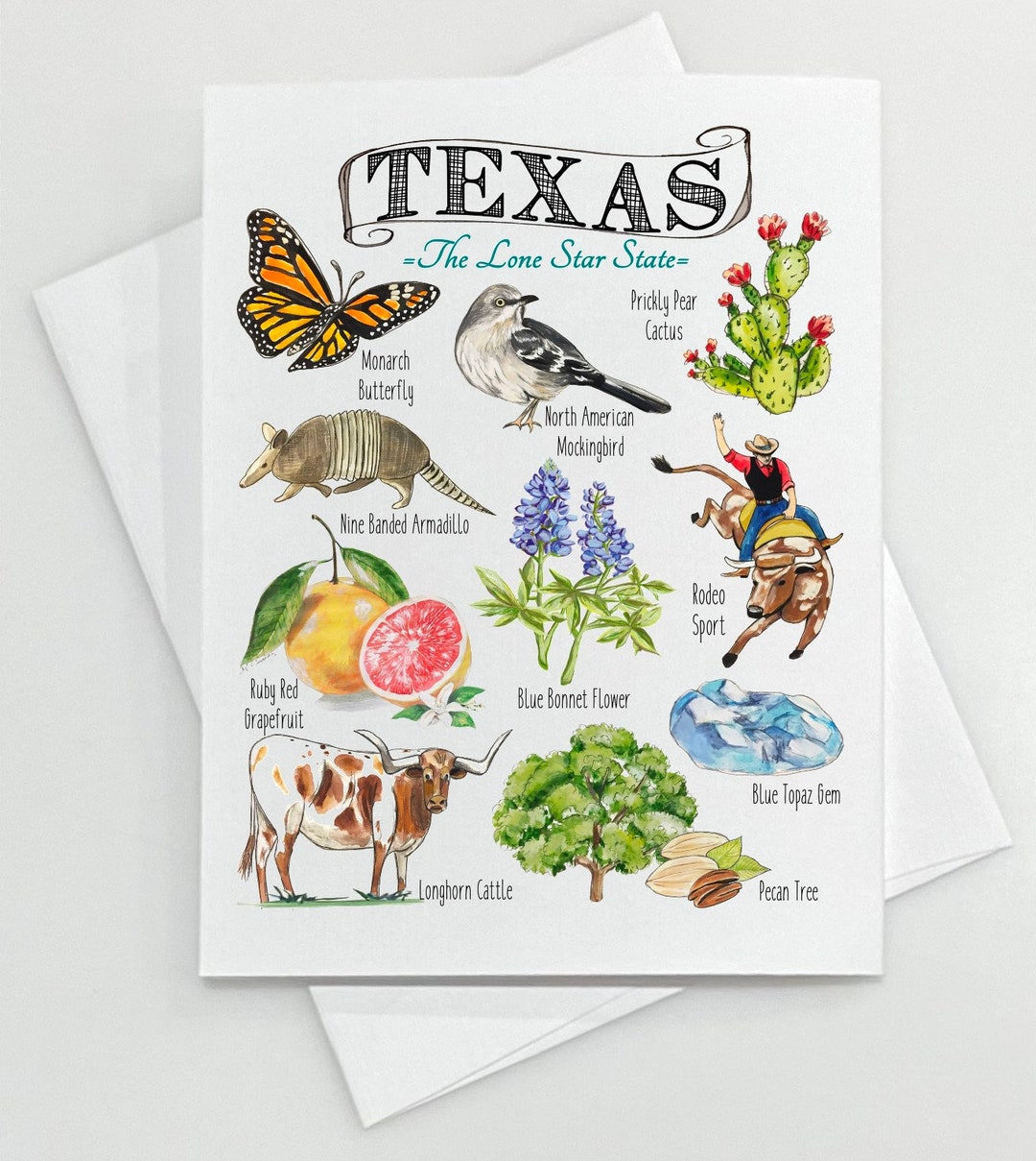 Texas State Icon Linen Notecards Set of 8 - Etsy