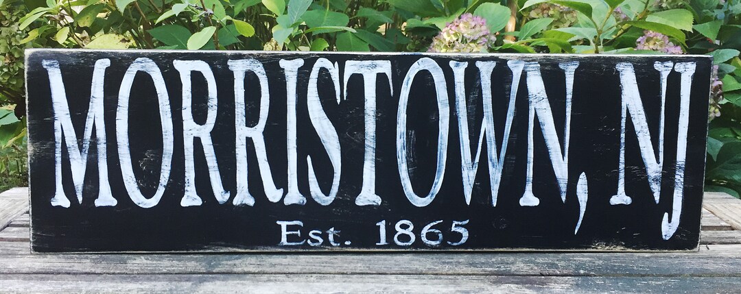Handpainted Distressed Town Name Sign, Wood 24x7 - Etsy