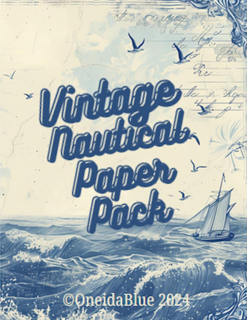 Portrait Vintage Nautical Background Ephemera Paper Pack - 31 ...