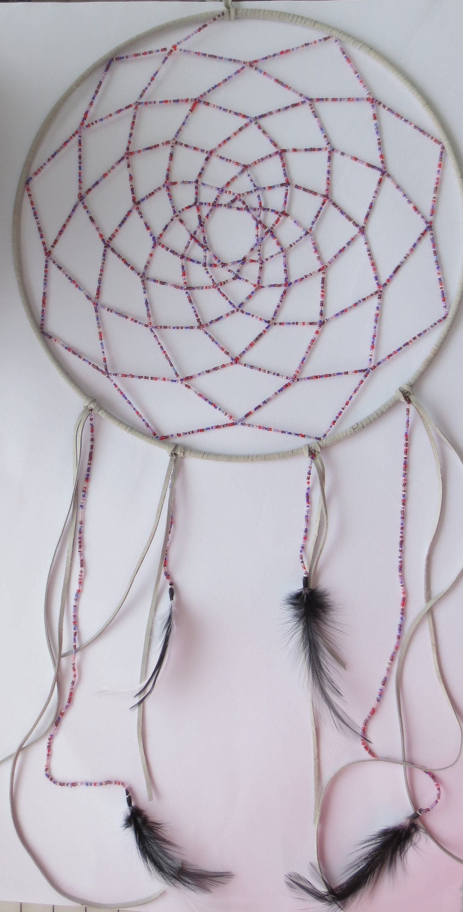 Beaded Dream Catcher 14 Inch With Glass Seed Beads Suede - Etsy