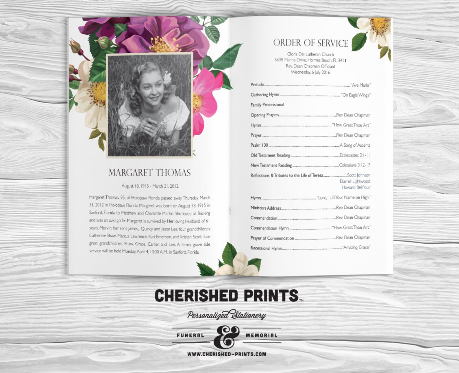 Spring Flowers Multi-page Funeral Booklet Program Celebration - Etsy