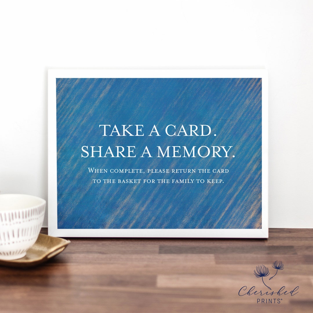 10" X 8" Blue Striped Modern Memory Card Sign, Attendance Card Sign ...