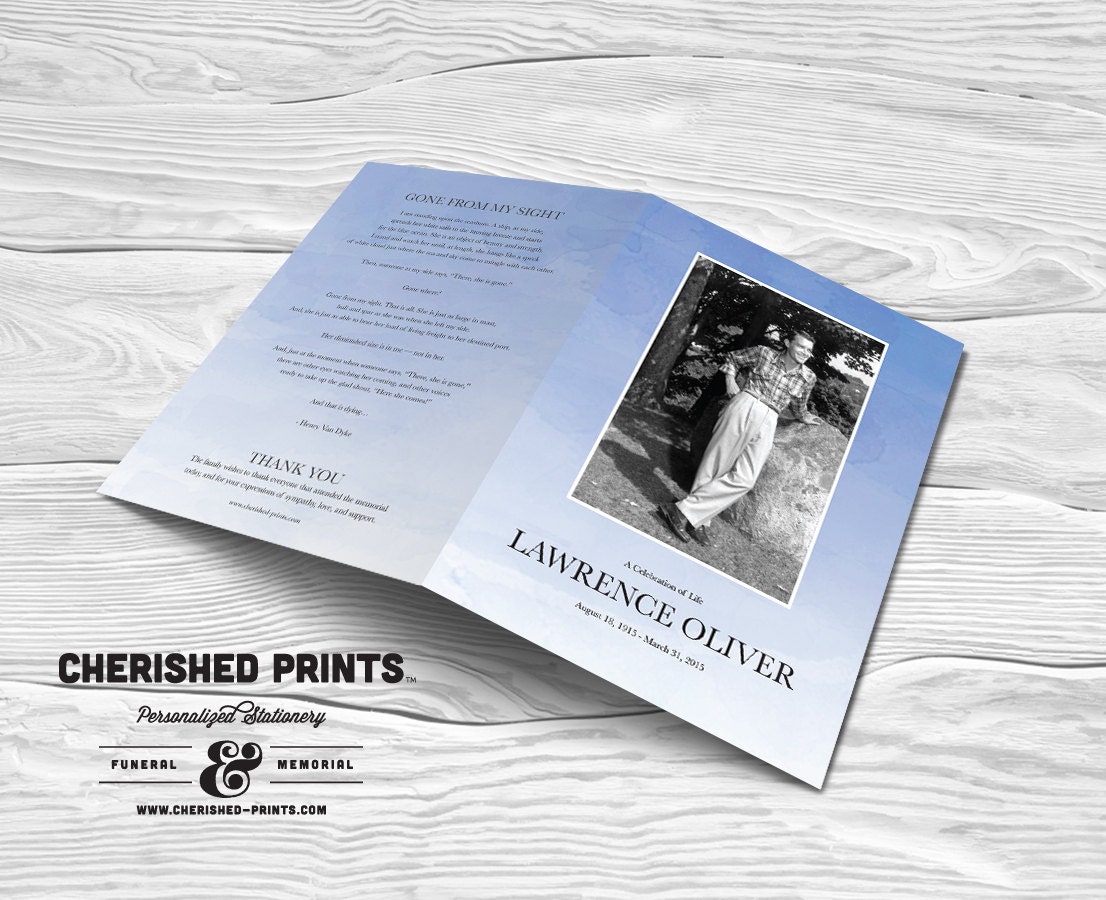 Watercolor Ombre funeral program funeral folder celebration | Etsy