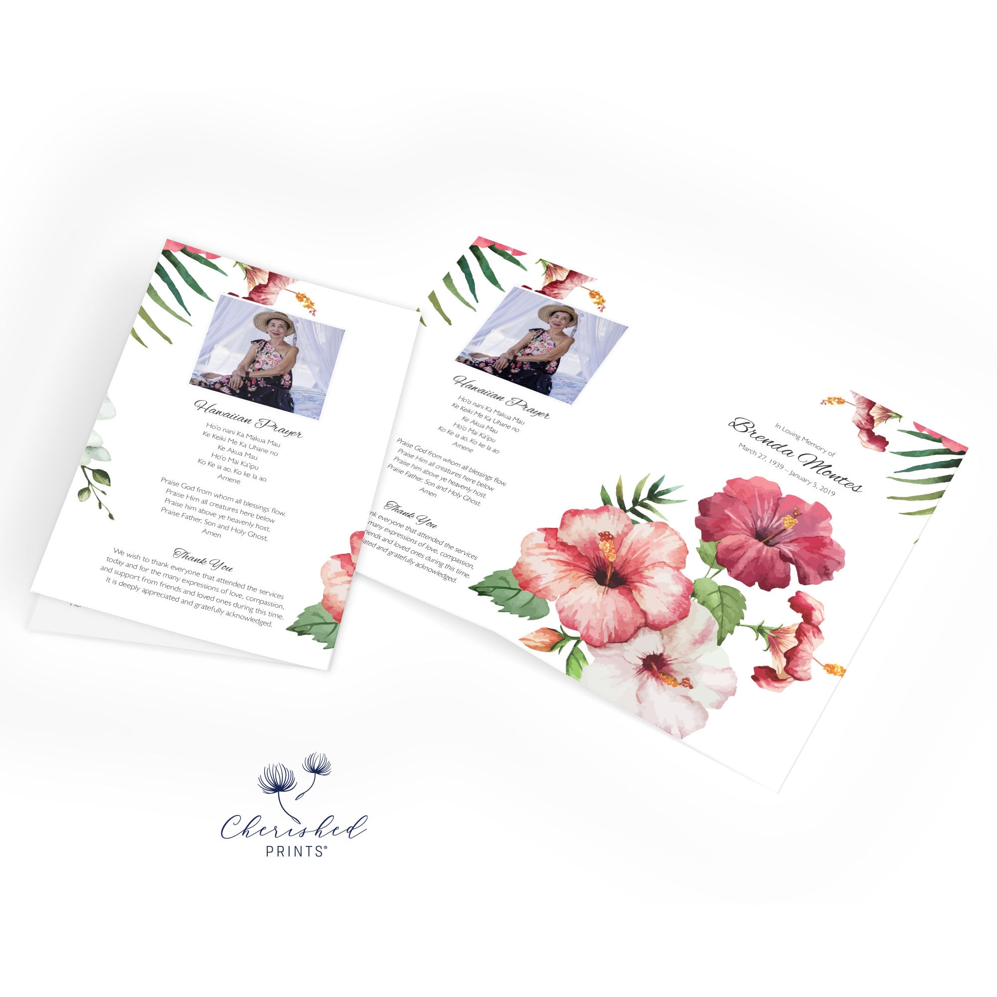 Tropical Flowers funeral program funeral folder celebration | Etsy