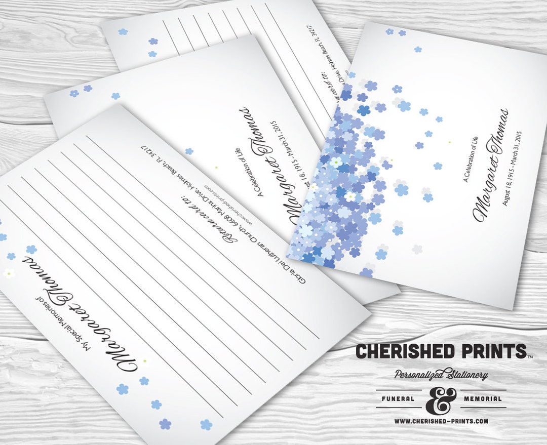 Forget-me-not Share a Memory Card, Attendance Card, Funeral Memory Card ...