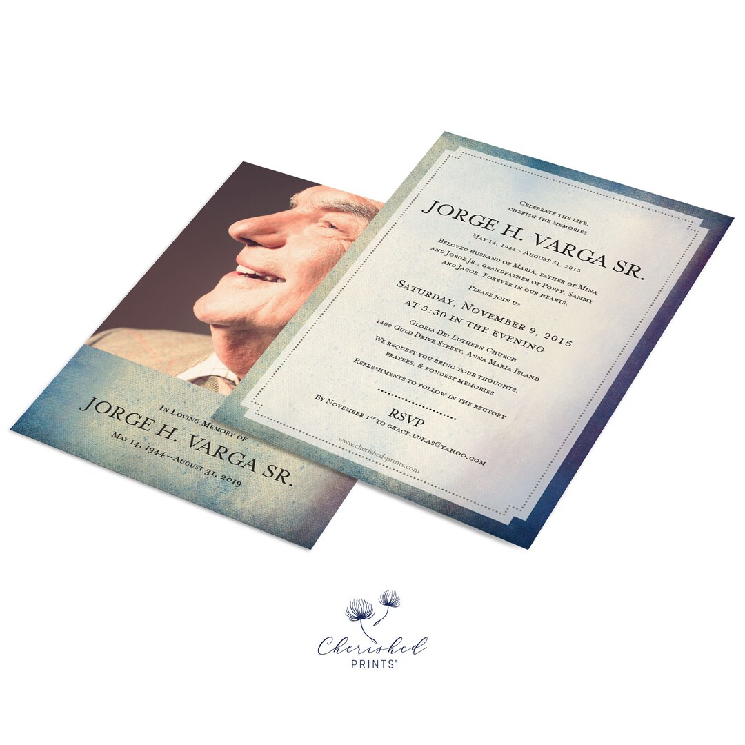 Modern Watercolor Texture Mourning Card, Invitation, Memorial Service ...