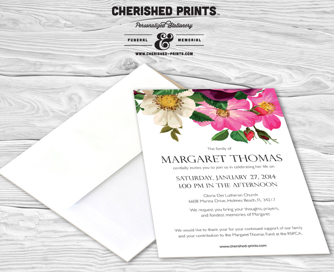 Spring Flowers Mourning Card Invitation Memorial Service | Etsy