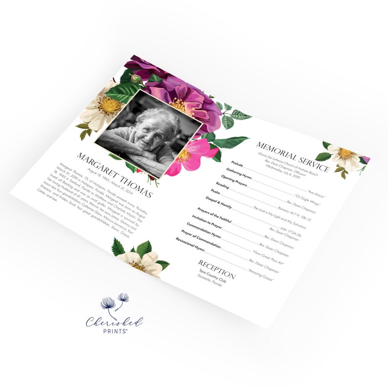 Spring Flowers funeral program funeral folder celebration of | Etsy
