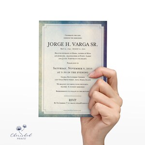 Modern Watercolor Texture Mourning Card, Invitation, Memorial Service ...