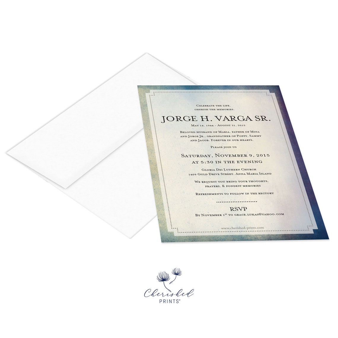 Modern Watercolor Texture Mourning Card Invitation Memorial - Etsy