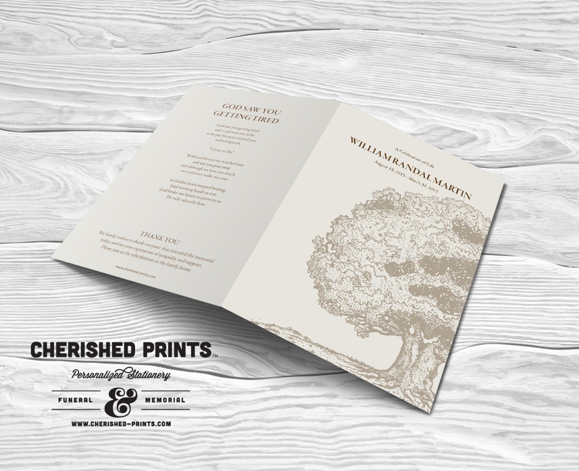 Oak Tree Modern Funeral Program Celebration of Life Program | Etsy