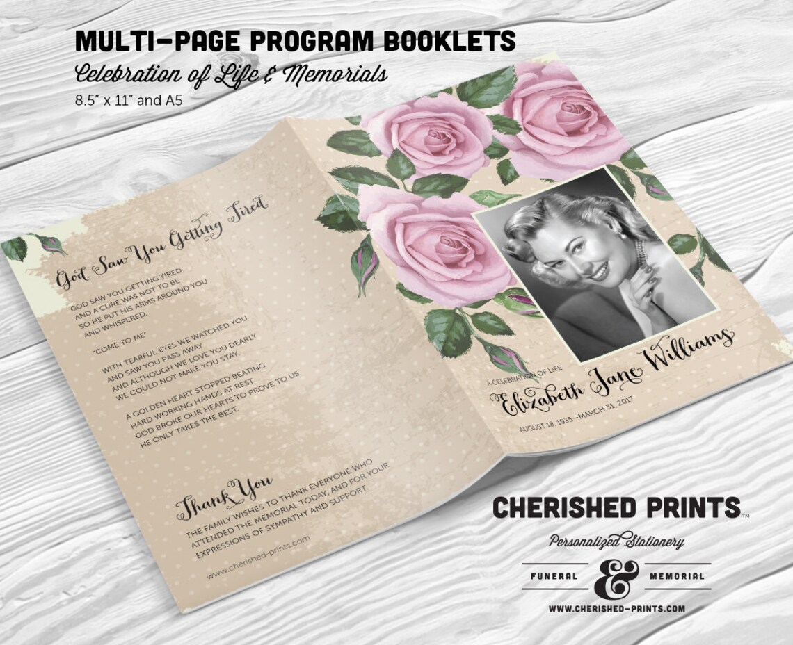 Vintage Purple Roses Multi-page Funeral Booklet Program - Etsy