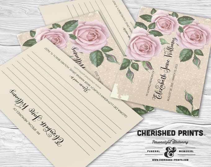 Vintage Lavender Roses Share a Memory Card, Attendance Card, Funeral ...
