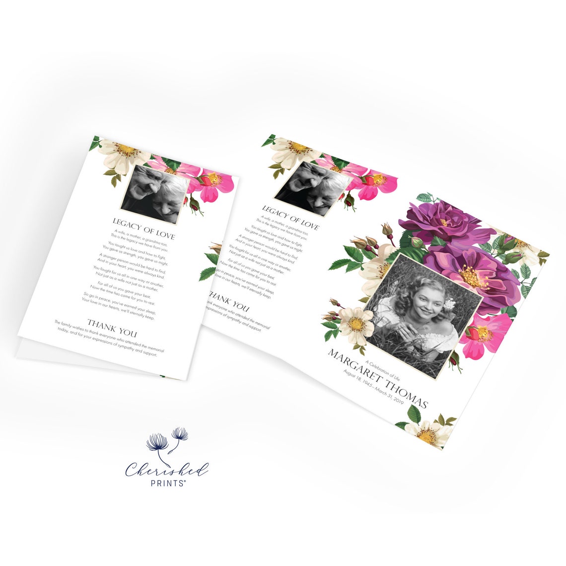 Spring Flowers funeral program funeral folder celebration of | Etsy