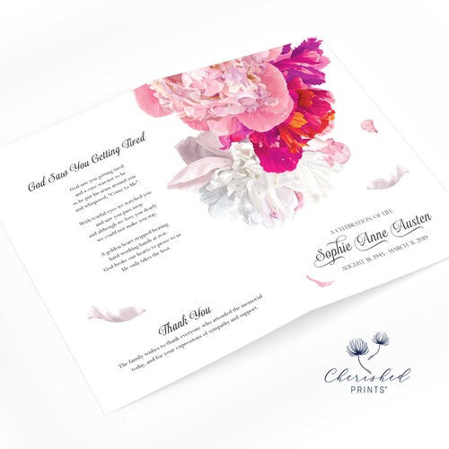 Printable Funeral Program Template Order of Service | Etsy