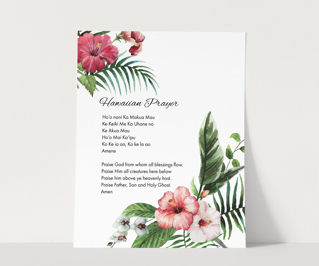 Hawaiian Prayer Hibiscus Poem Art, Memorial Poem, Grief Poem, Loss Poem ...