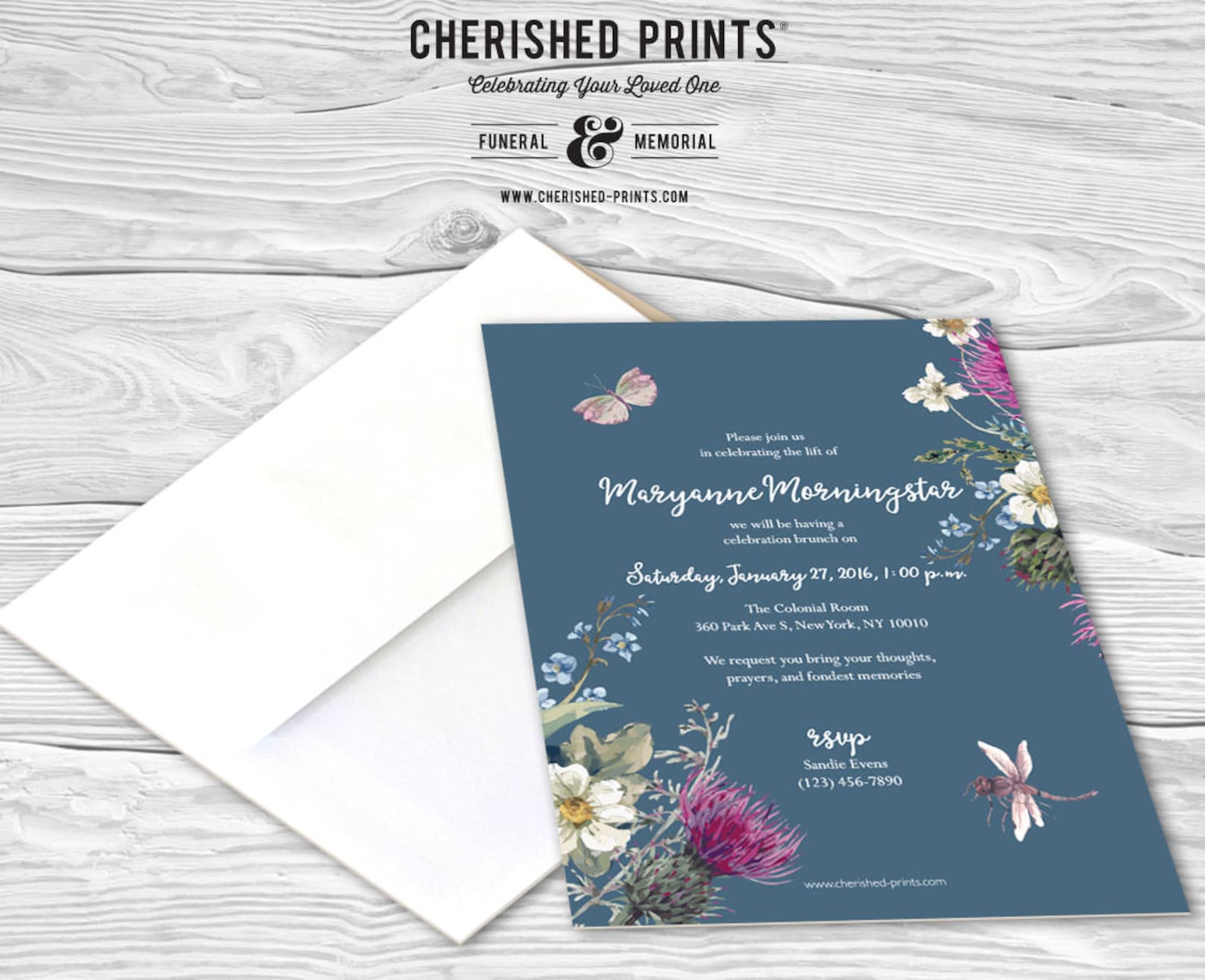 Summer Wild Flowers Mourning Card Invitation Memorial | Etsy