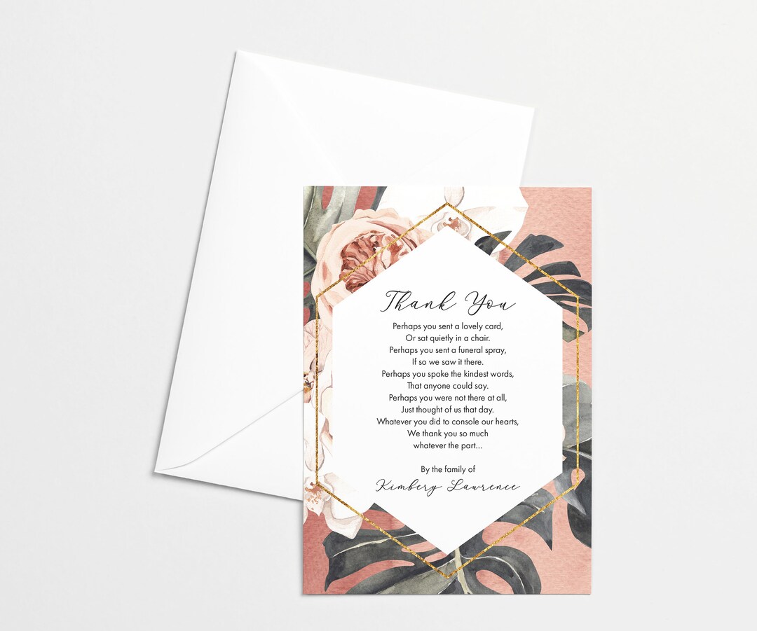 Boho Custom Funeral Acknowledgement Cards and Thank You Cards, Printing ...