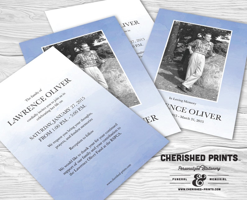 Watercolor Ombre Mourning Card Invitation Memorial Service - Etsy