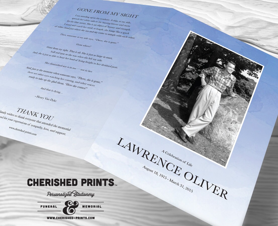 Watercolor Ombre funeral program funeral folder celebration | Etsy