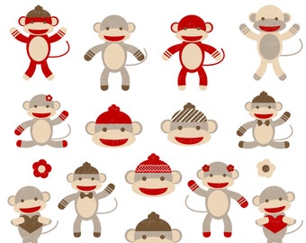 Sock Monkey Clipart | Digital Images | Instant Download | Personal and ...