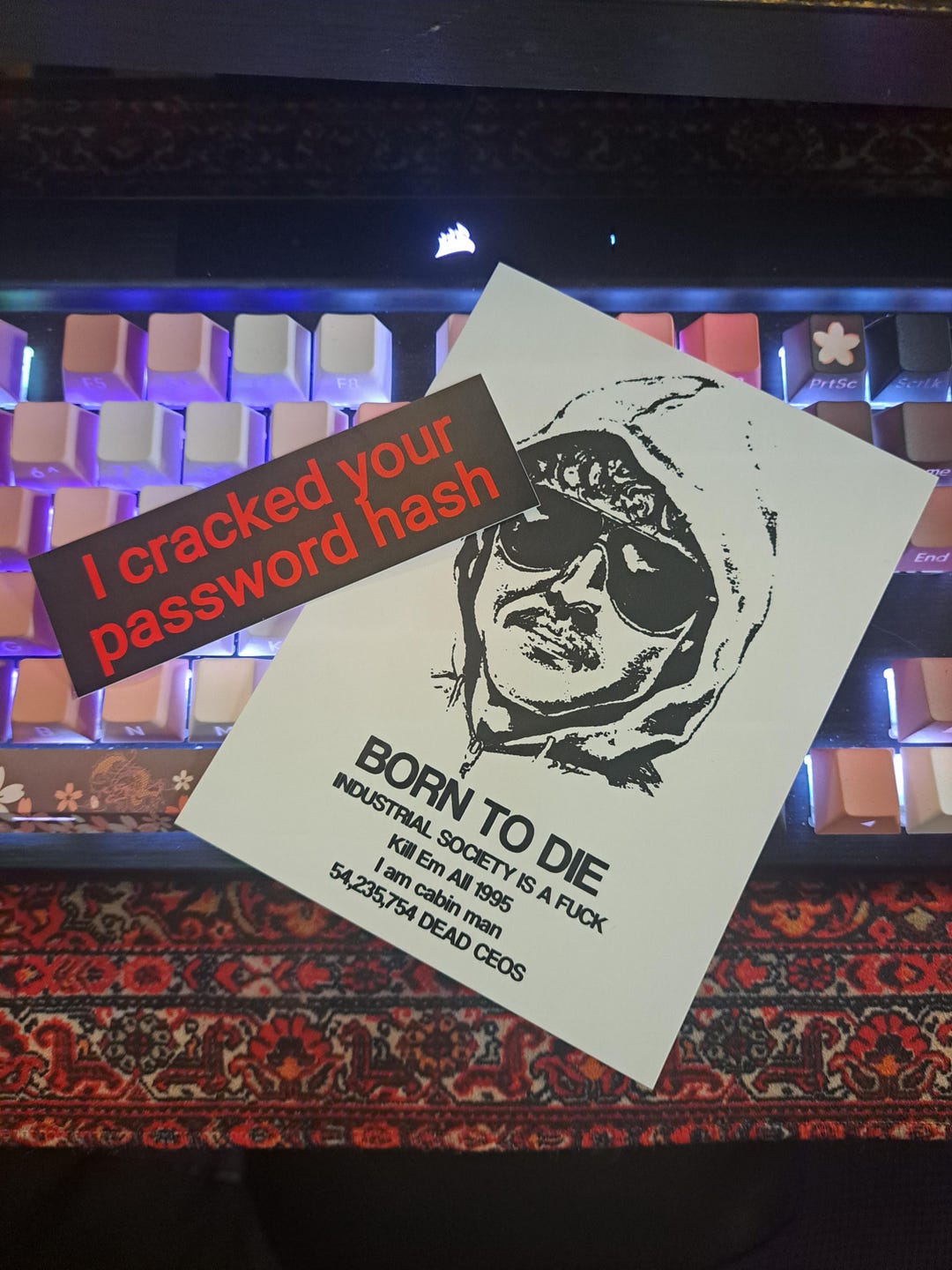 Password Hash Collab Hacker I Am Cabin Man Stickers Eco Ted K Unabomber ...