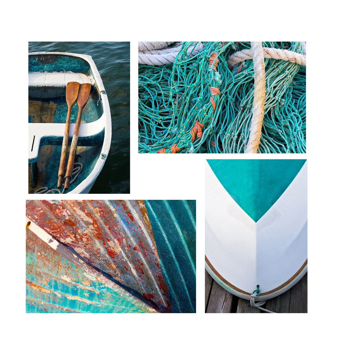Nautical Wall Art Boat Photo Set Four 4 Photographs Coastal - Etsy