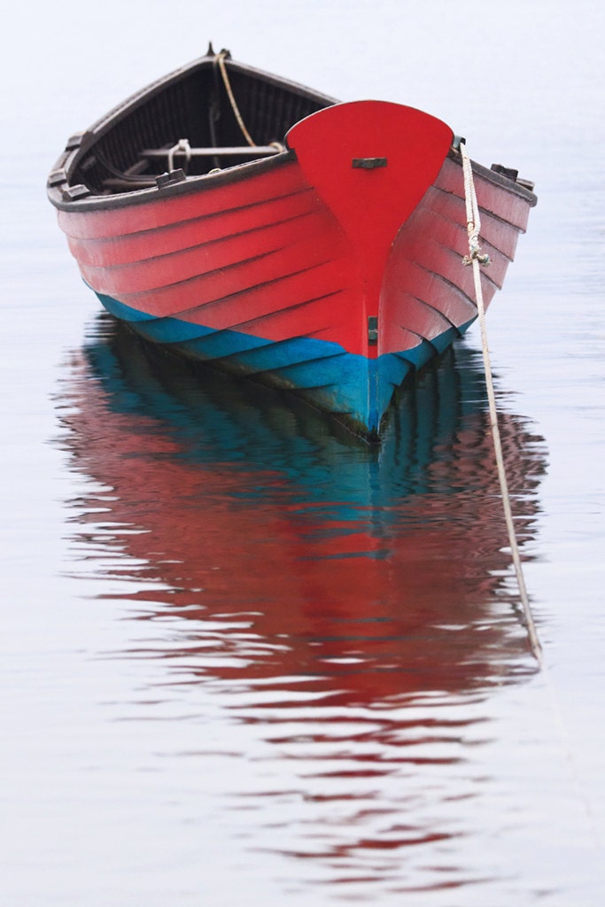 Rowboat Photograph Red Boat Photo Print Dory Martha's - Etsy