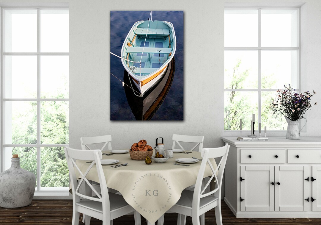 Blue Rowboat Vertical Canvas Wrap Print, Nayatt Point Barrington RI ...