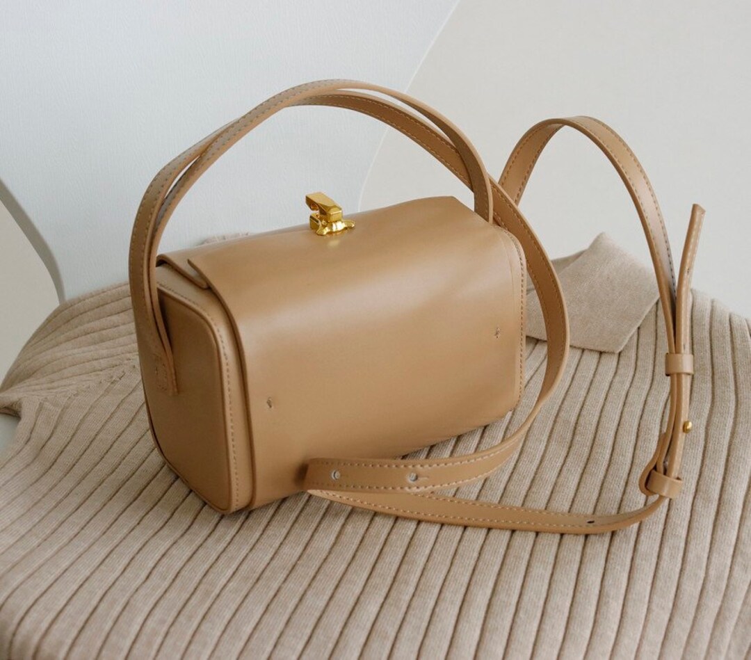 Genuine Cowhide Leather Rectangle Shoulder Bag, Leather Messenger Cross ...