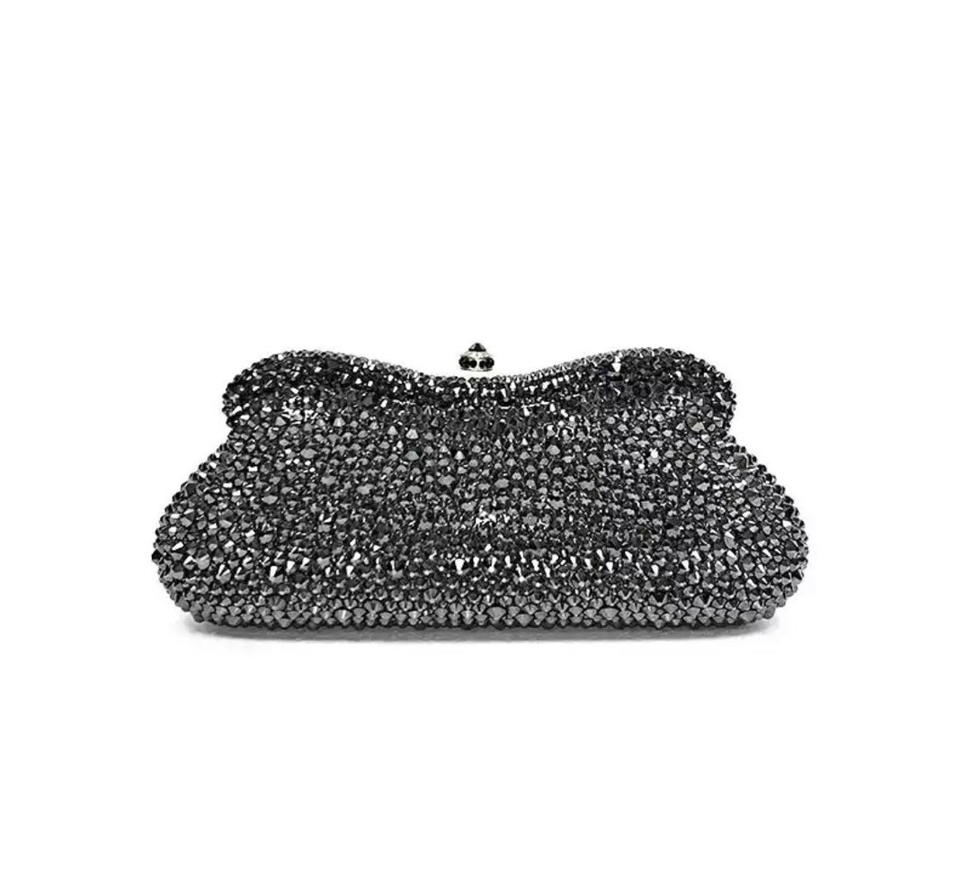 Spike Black Crystal Rhinestone Clutch, Black Diamond Clutch, Pouch ...