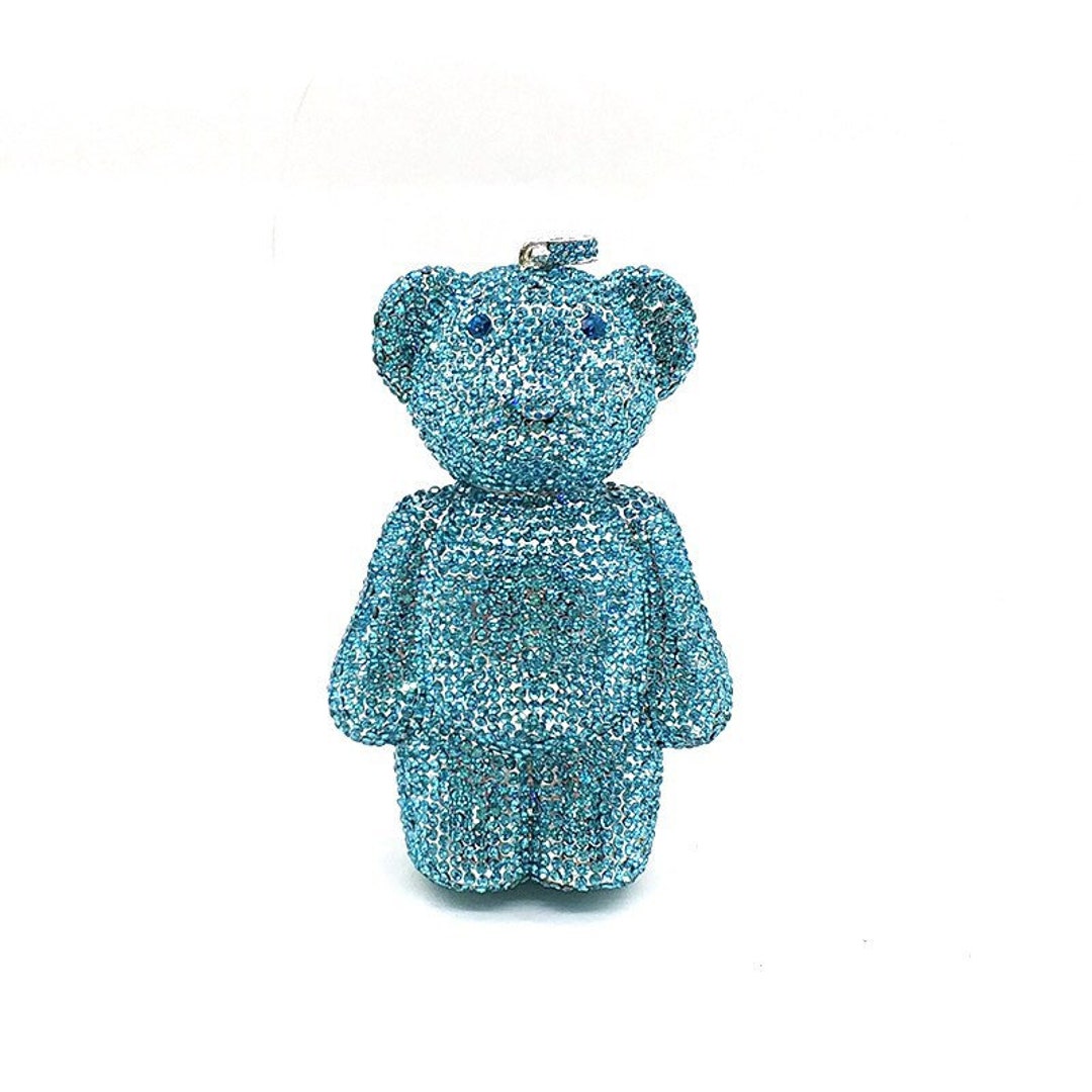 Retro and Kitsch Aqua Blue Teddy Bear Crystal Clutch, Handful Size ...