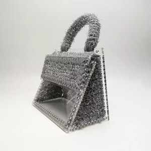 Glitter Grey Wool Woven on Transparent Acrylic Board Tote Bag - Etsy