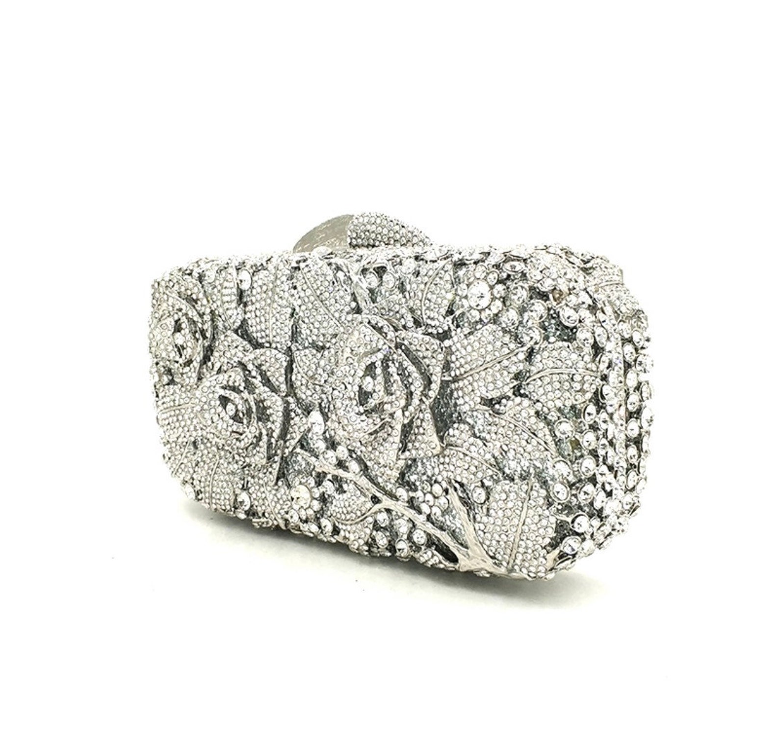 Bridal Wedding Clutch Triple Rose Pattern Crystal Rhinestone - Etsy