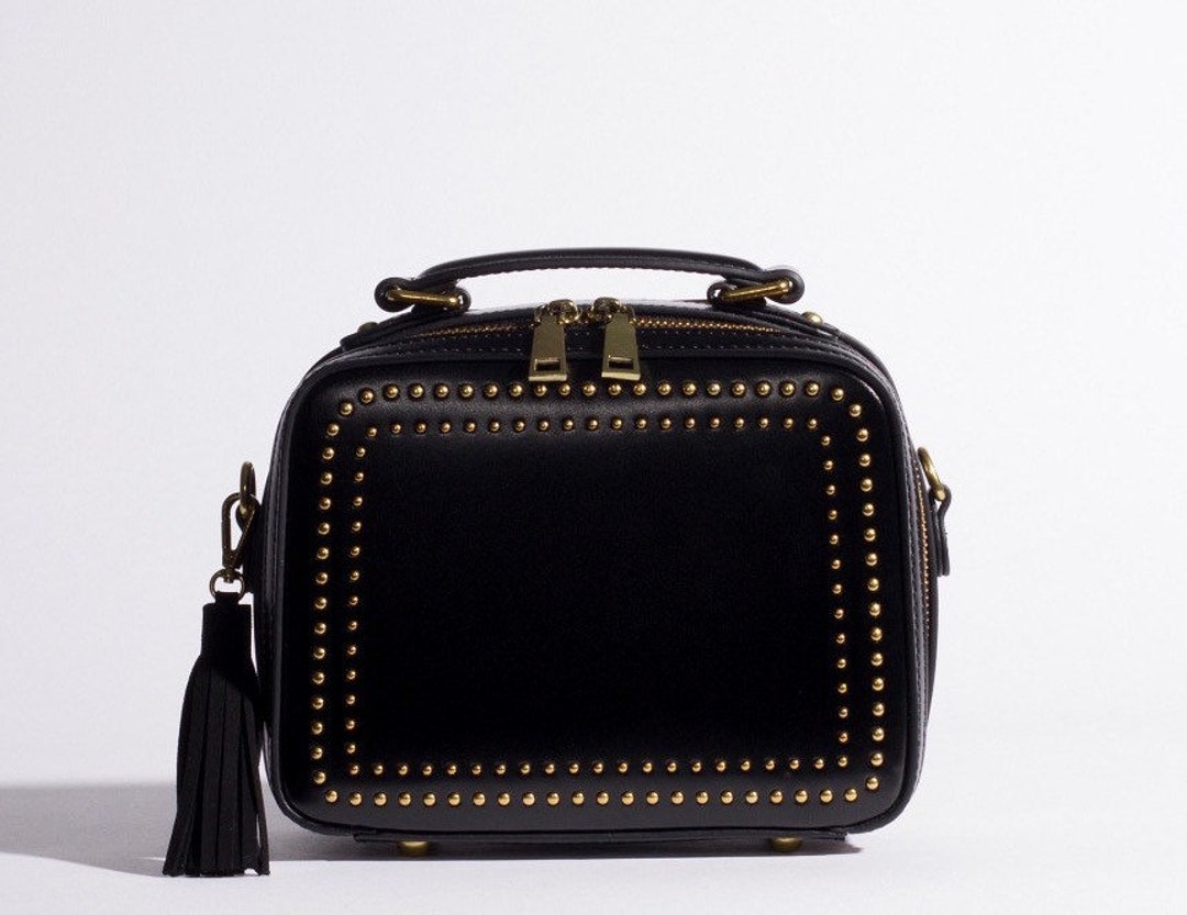 Genuine Cowhide Leather Tote Bag, Bohemian Studded Top Handle Tote Bag ...