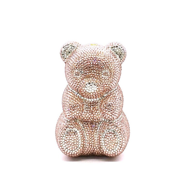 Retro and Kitsch Teddy Bear Peach Pink Crystal Clutch Teddy - Etsy