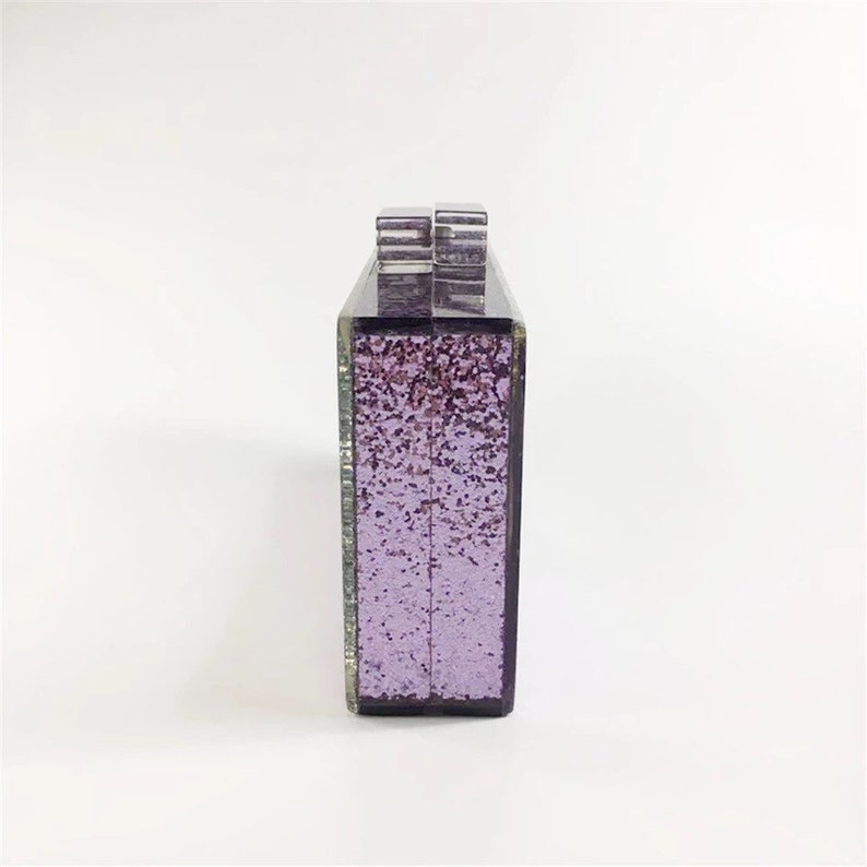 Silver and Purple Glitter Geometric Pattern Acrylic Evening - Etsy