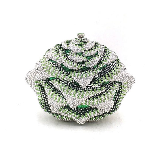 Bridal Wedding Clutch Green and Silver Crystal Rhinestone - Etsy