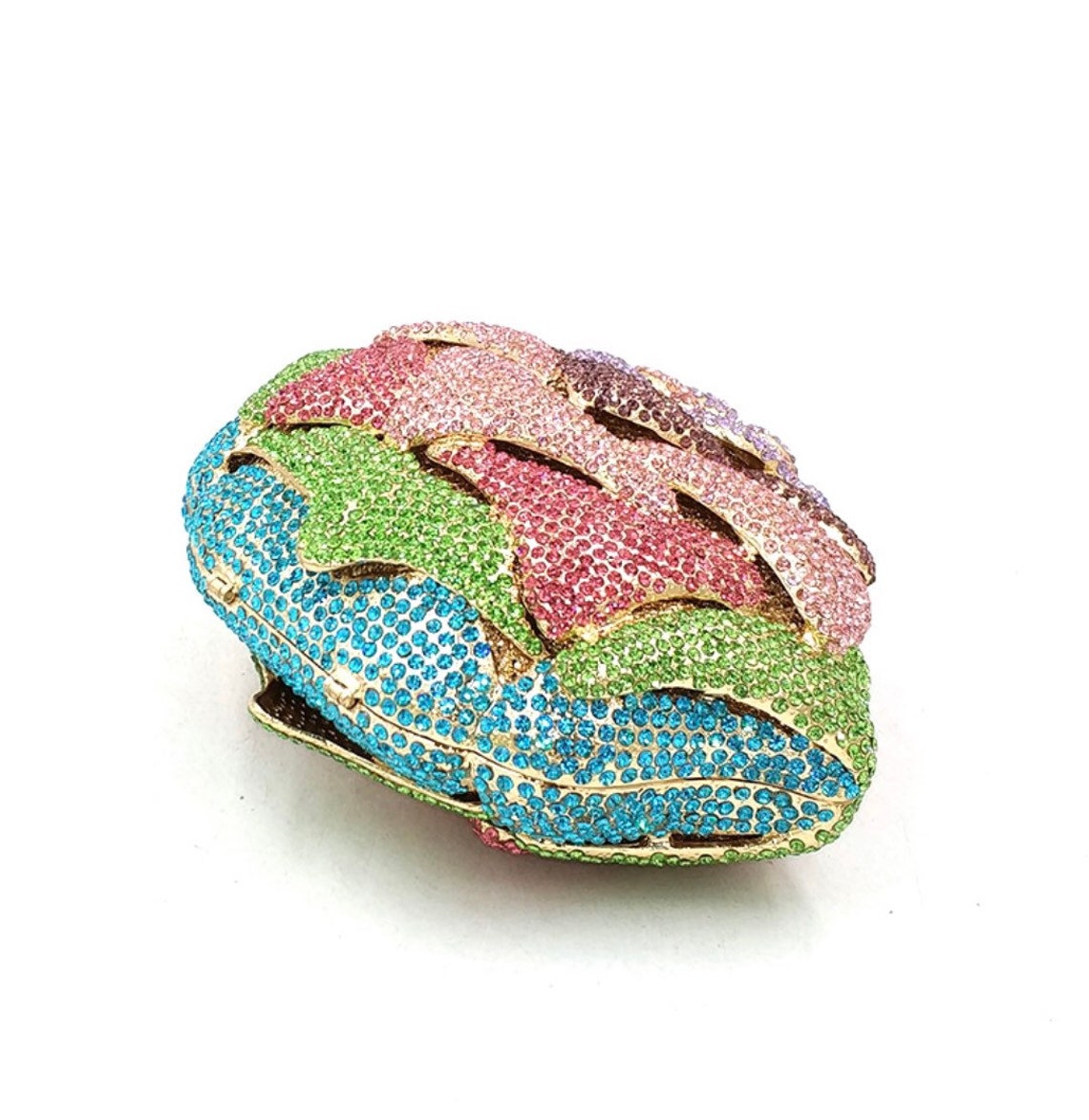 Bridal Wedding Clutch Pink Crystal Rhinestone Flower Bud - Etsy