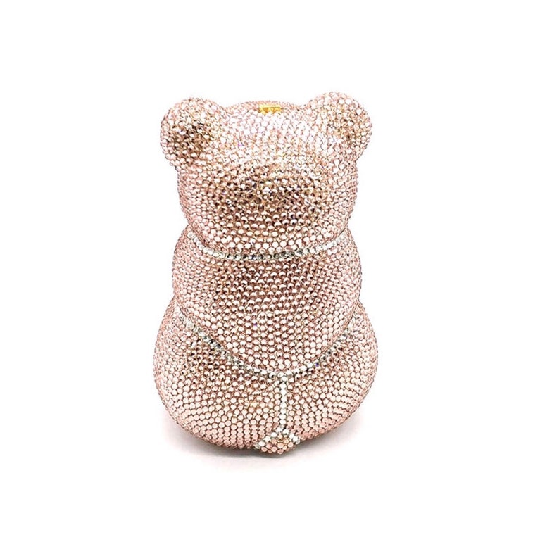 Retro and Kitsch Teddy Bear Peach Pink Crystal Clutch Teddy - Etsy